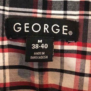 George | Shirts | George Mens Button Down Grey Red Top Sz M | Poshmark